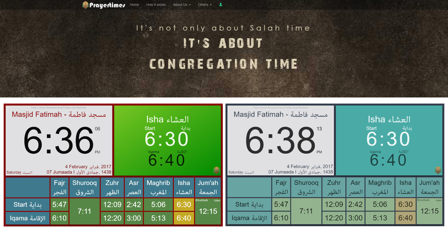 CCML, Prayer Congregation (Iqama) Times, Longueuil, CA